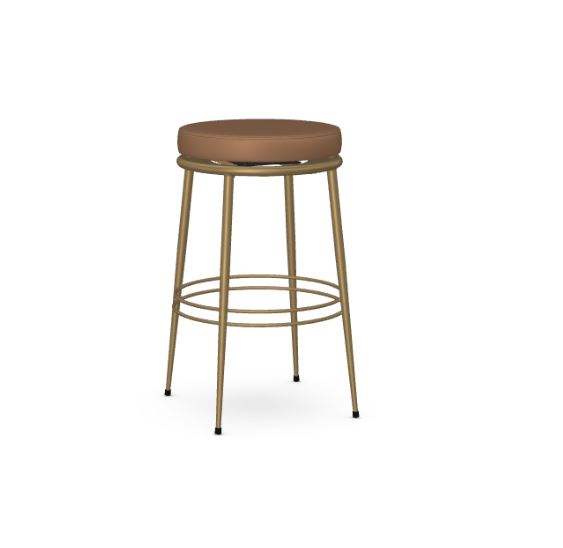 Gold Frame Black Seat Swivel Bar Counter Stool - ForRestaurants