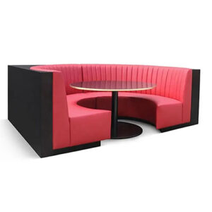 C Shape Restaurant Booth in Red Velvet - Custom Made