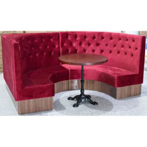C Shape Restaurant Booth in Red Velvet - Custom Made