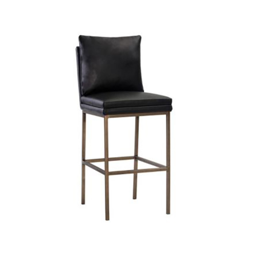 Leather Bar Stool - Bravo Black