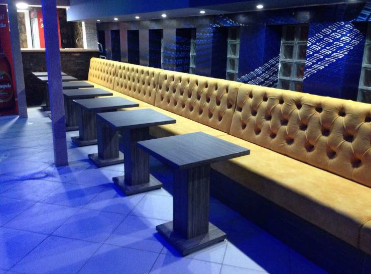 Yellow Tufted Long Restaurant Booth - Custom Made - For Restaurants