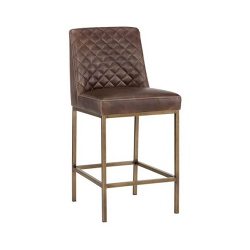 Tufted Leather Bar/Counter Stool - Havana Dark Brown