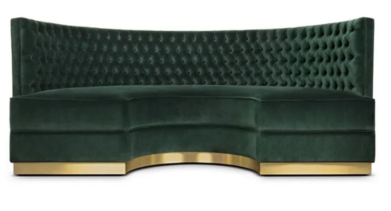 Green Velvet Restaurant Booth - Custom Made