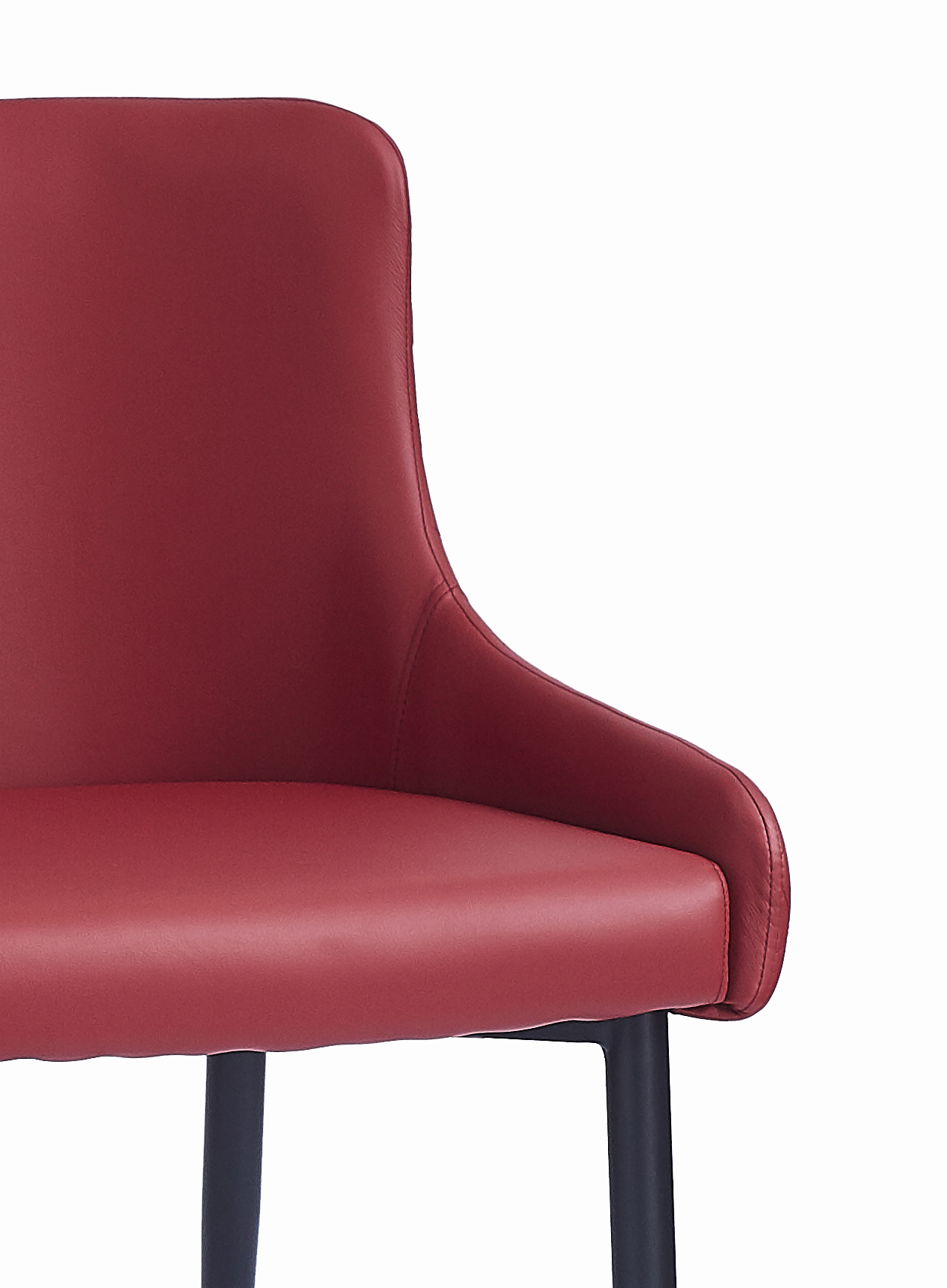 Red Dining Chair For Restaurants w/Black Legs n Gold Caps
