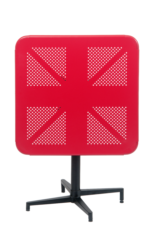 Indoor/Outdoor Metal Folding Table with Mesh Table Top in Red