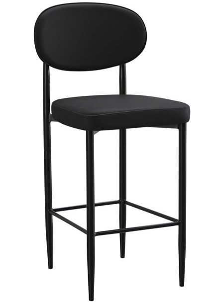 Modern Black Metal Barstool with Vinyl Oval Back & Padded Seat
