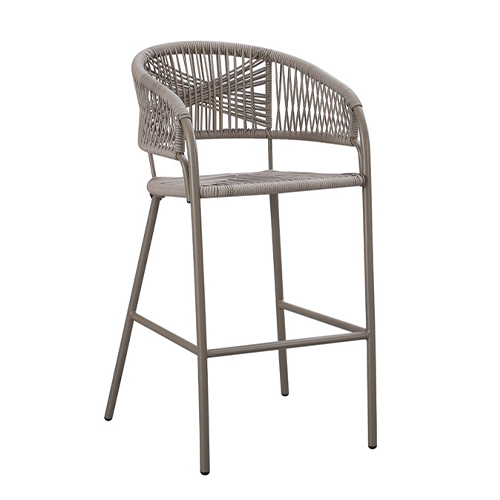 Metal Armchair with Taupe Terylene Fabric Seat and Back