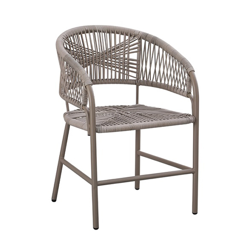Metal Armchair with Taupe Terylene Fabric Seat and Back
